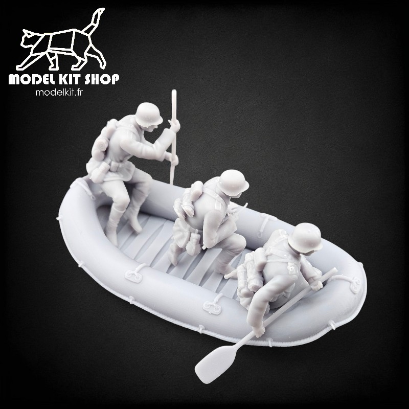 1:48 - WW2 German soldiers On an inflatable vessel